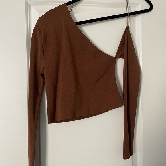 Zara | Tops | Zara One Shoulder Brown Top | Poshmark